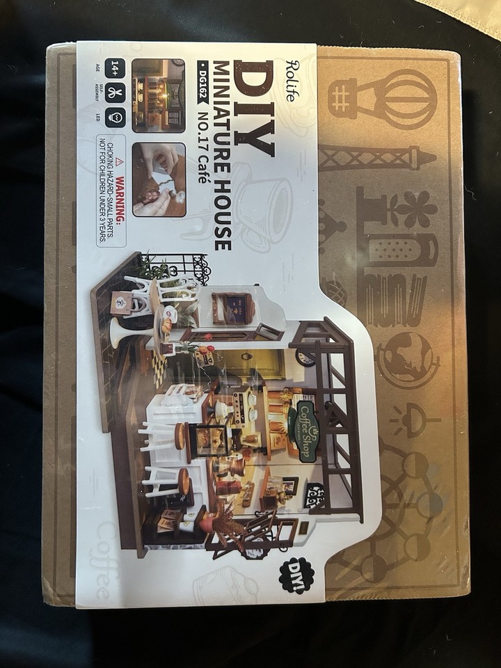 Rolife No.17 Café 1:20 3D Wooden DIY Miniature Dollhouse kit LEDDecor ...
