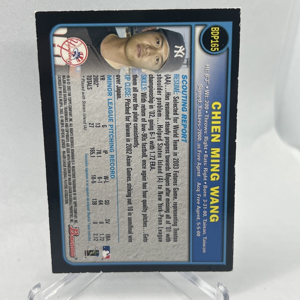 2003 Bowman Draft Picks Prospects #BDP165 Chien-Ming Wang Rookie Signed ...