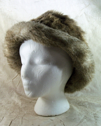 Womans Parkhurst Brown Soft Animal Print Faux Fur Bucket Hat Packable ...