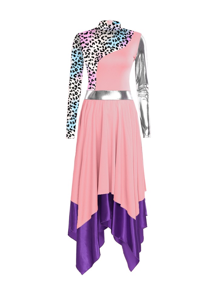 Women Metallic Liturgical Praise Dance Dress Long Sleeve Worship ...