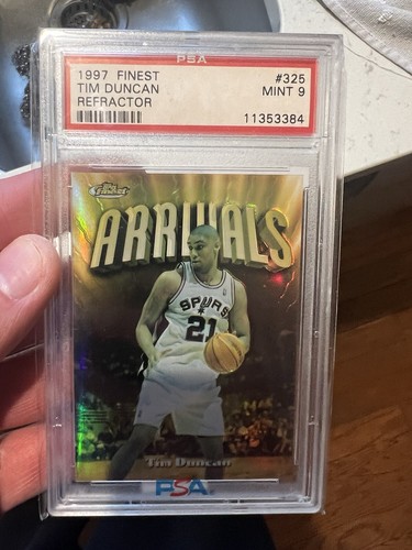 1997 Topps Finest Tim Duncan Rookie RC Gold Refractor RARE PSA 9 #/289 ...