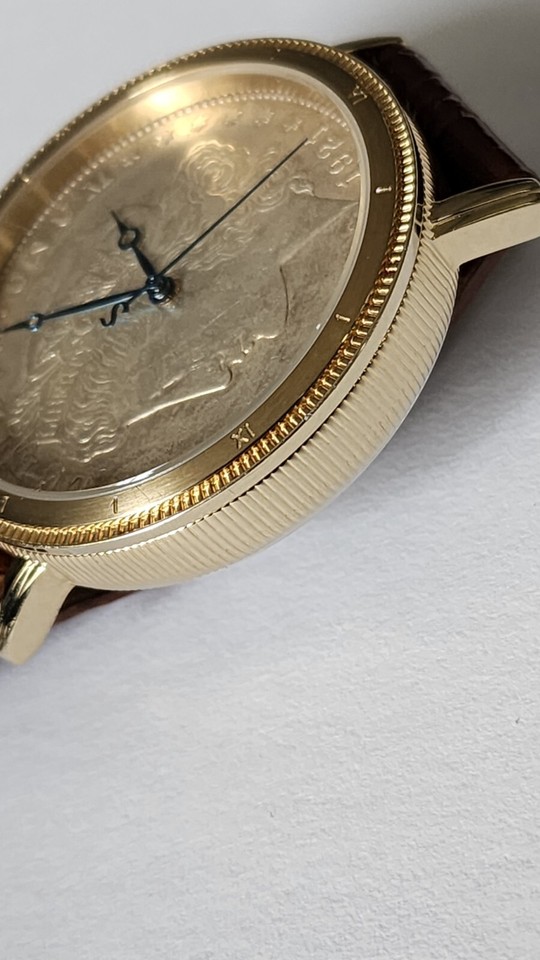 Stauer Morgan Silver Dollar Coin Mens Watch 900 Silver 18294 Swiss ...