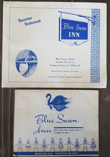 Lot 2 Blue Swan Inn Restaurant Souvenir Photo Folder Rochelle Park NJ ...