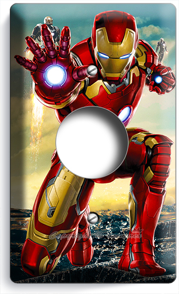IRONMAN SUPERHERO LIGHT SWITCH OUTLET WALL PLATE COVER BOYS BEDROOM ...