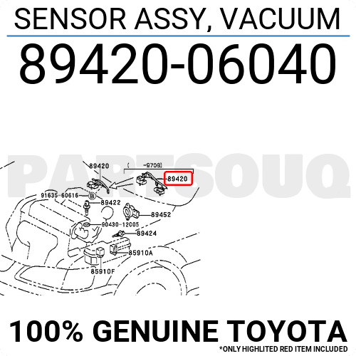 8942006040 Genuine Toyota SENSOR ASSY, VACUUM 89420-06040 | eBay