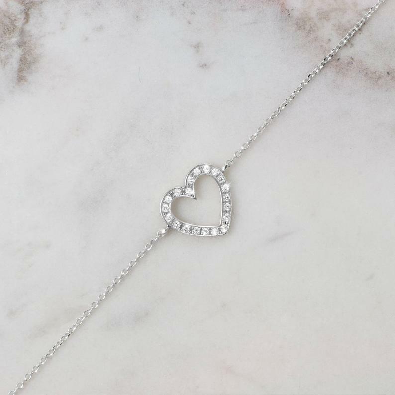 Brilliant Round Cut Shiny Simulated Sapphire Heart Shape 935 Silver ...