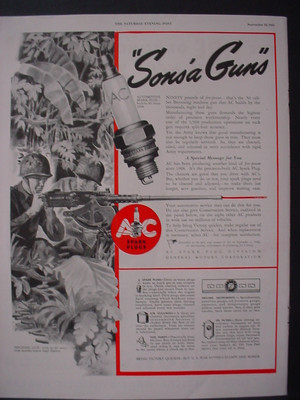 1943 Machine Gun Gunner Soldiers A C Spark Plugs Vintage Print Ad 12005 ...