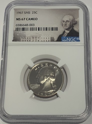 1967 SMS NGC MS67 Cameo Washington Quarter 25c Special Mint Set ...