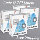 simplehuman Code D Custom Fit Liners, Trash Bags, 20 Liter / 5.3 Gallon, 240 | eBay