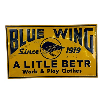 Vintage Original Blue Wing Work & Play Clothes Sign Gas Oil Soda Farm ...