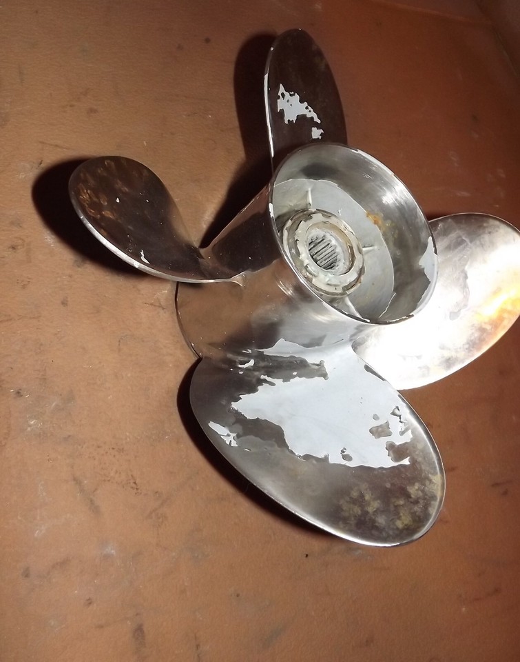 Powertech 4 blade Mercury Prop Propeller Stainless Steel 13.25 X 19 15 ...
