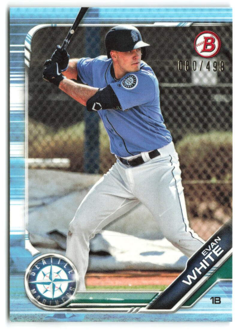2019 Bowman Draft Evan White #BD-172 Sky Blue /499 Seattle Mariners ...