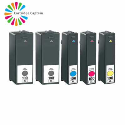 5 CHIPPED INK CARTRIDGES FOR LEXMARK 100XL Impact S305 Interpret S405 ...