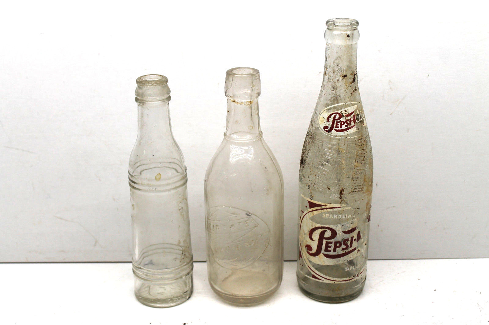 12 Vintage Soda Bottles Green Glass Sprite+Coca Cola+Pee Wee+Pepsi+7Up ...