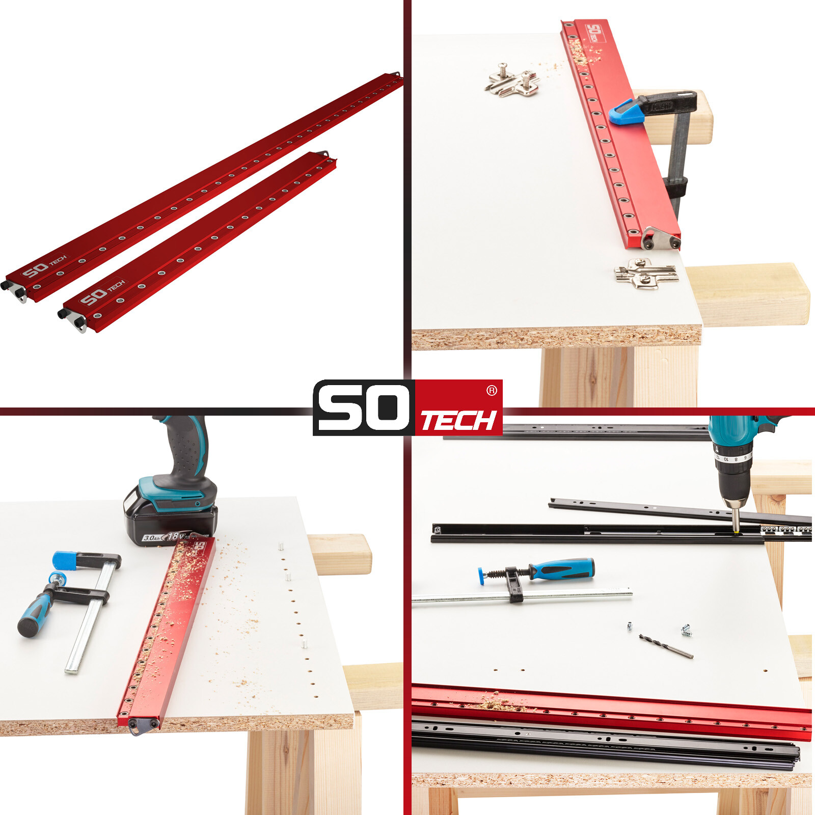 SOTECH Präzisions Bohrschablone für 32 mm Lochreihen Bohrlehre ...