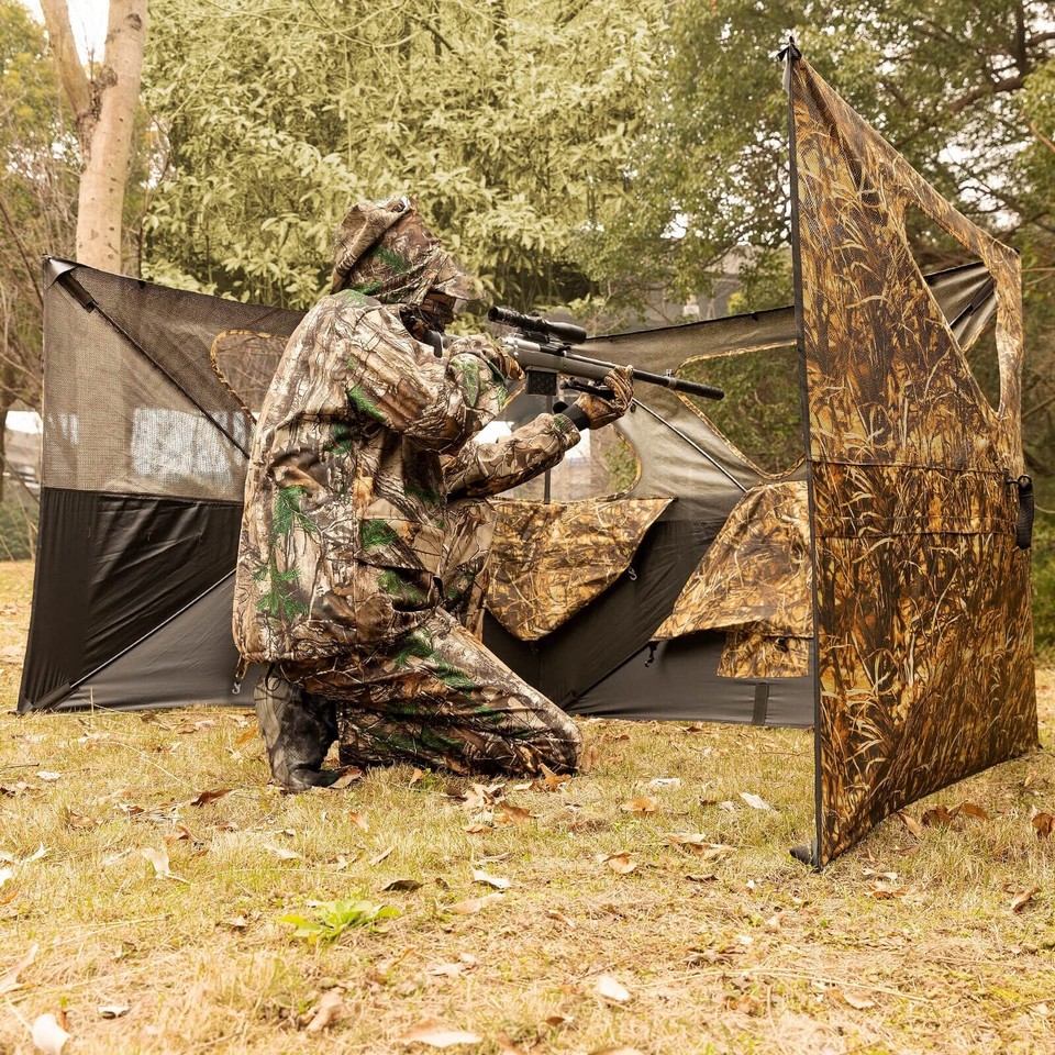 2/3 Panel Pop Up Ground Blind, Easy-Setup Hunting Blind for Deer ...