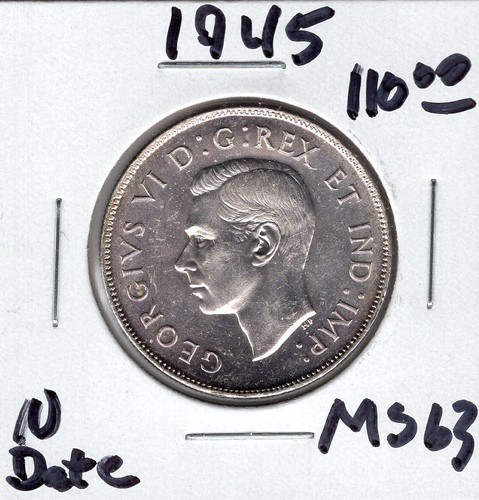 1945 Canada 50 Cents Silver Coin - BU (N Date) | eBay