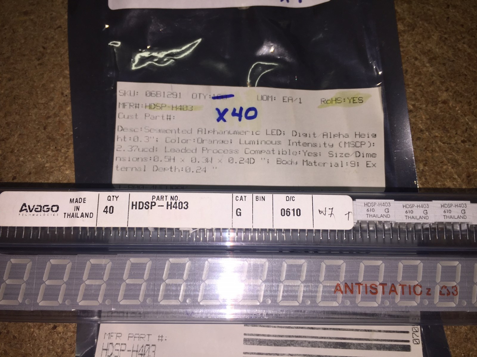 (15 PIECE LOT) HDSP-H403 AVAGO DISPLAY 7SEGMENT ORANGE CC 0.56" ROHS ...