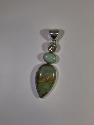 Sterling silver ARYO turquoise and quartz drop pendant | eBay