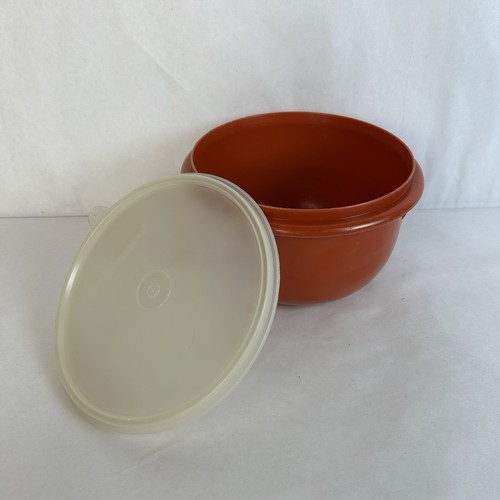 Vintage Tupperware Bowl 8" Medium Round Mixing Red Base Sheer Lid ...