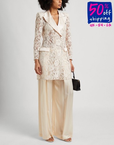 RRP€685 FELEPPA Lace Blazer Jacket IT42 US6 UK10 M Double-Breasted ...
