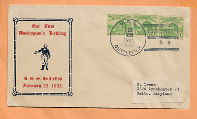 U.S.S. CUTTLEFISH WASH BIRTHDAY FEB 22,1935 SIGNED CACHET DIRECTOR ...