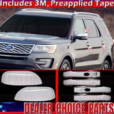 For 2016 17 18 2019 Ford Explorer CHROME Door Handle COVERS w/SMKH ...