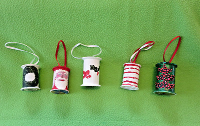 Thread Spool Christmas Ornaments Santa Holly Christmas Tree Peppermint ...