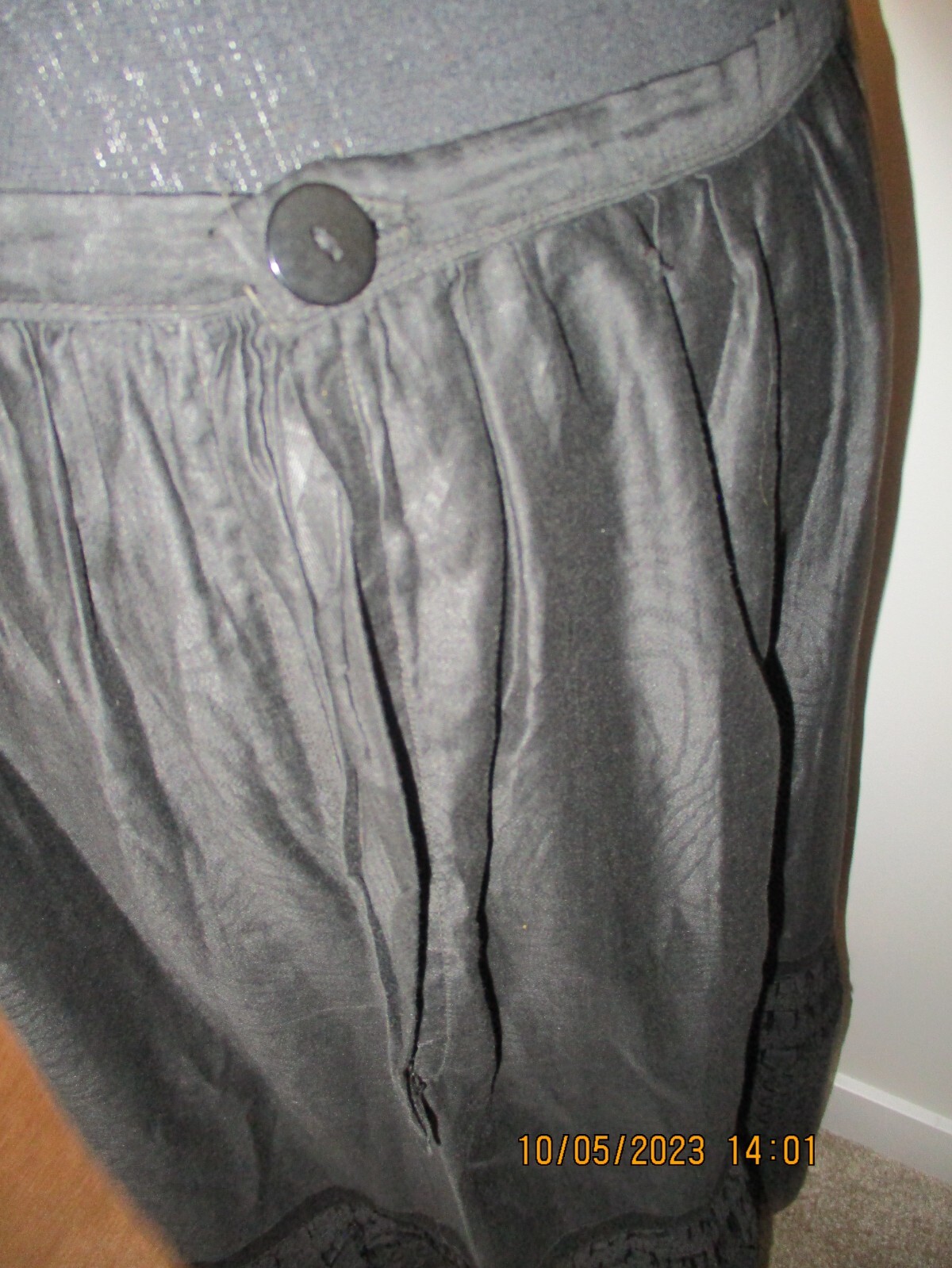 Antique French Moire Silk Black Long Skirt Mourning H… - Gem