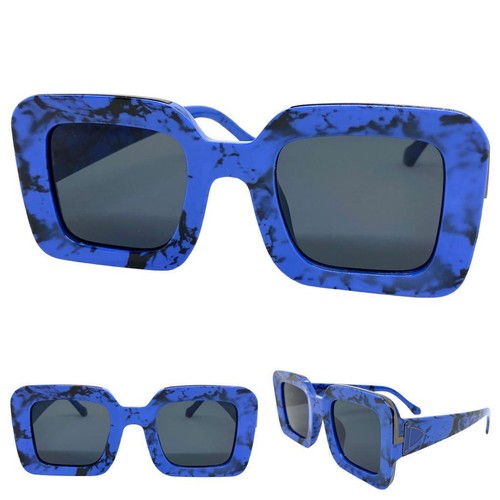 Classy Elegant Retro Hip Hop Rapper SUN GLASSES Large Square Blue ...