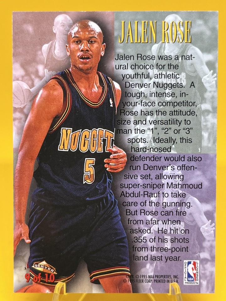 1994-95 Fleer First Year Phenom Insert #9 Jalen Rose | Denver Nuggets ...