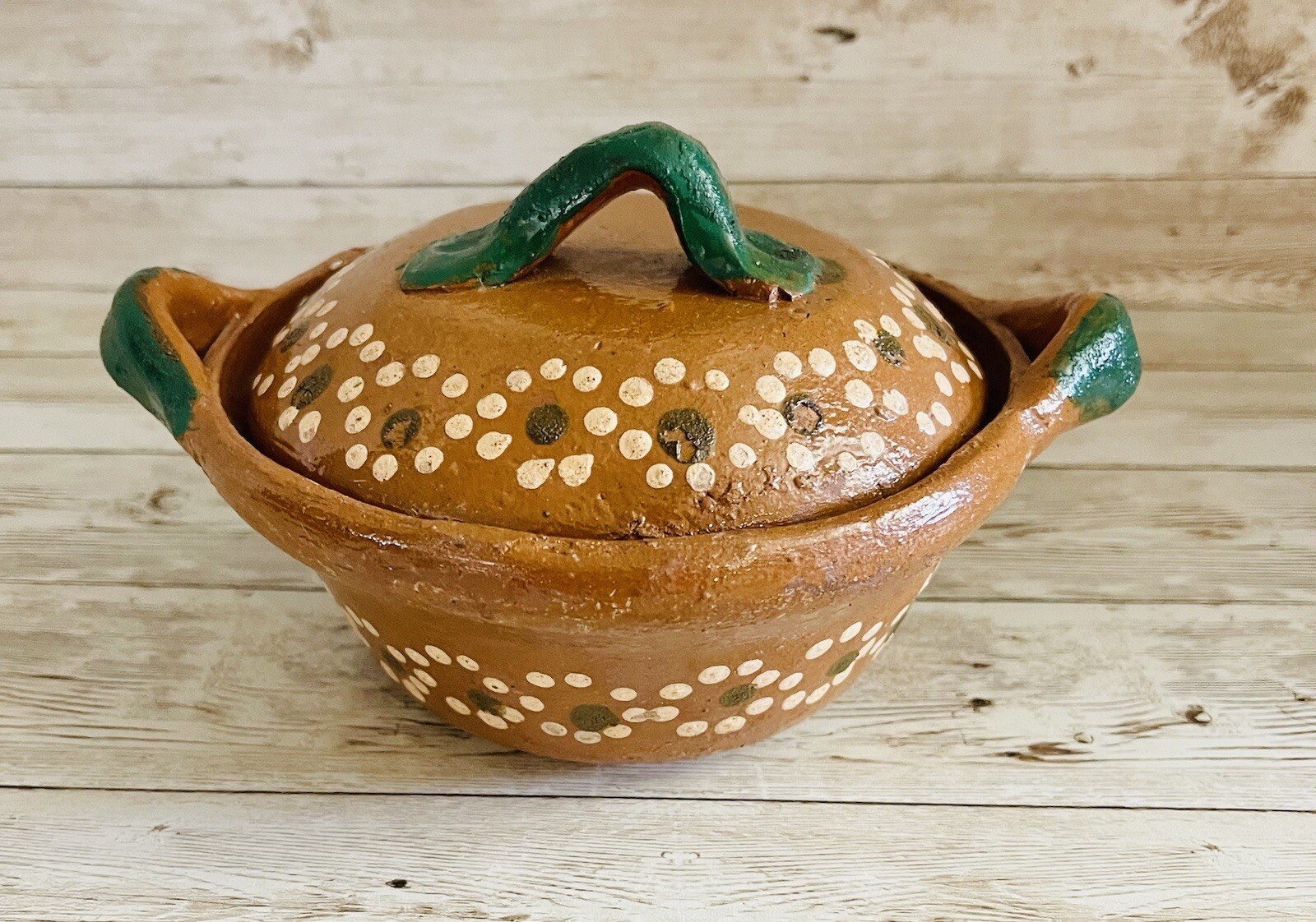 Mexican Terra Cota Casserole Salsa Pot with Sooon Cazuela de Barro con ...