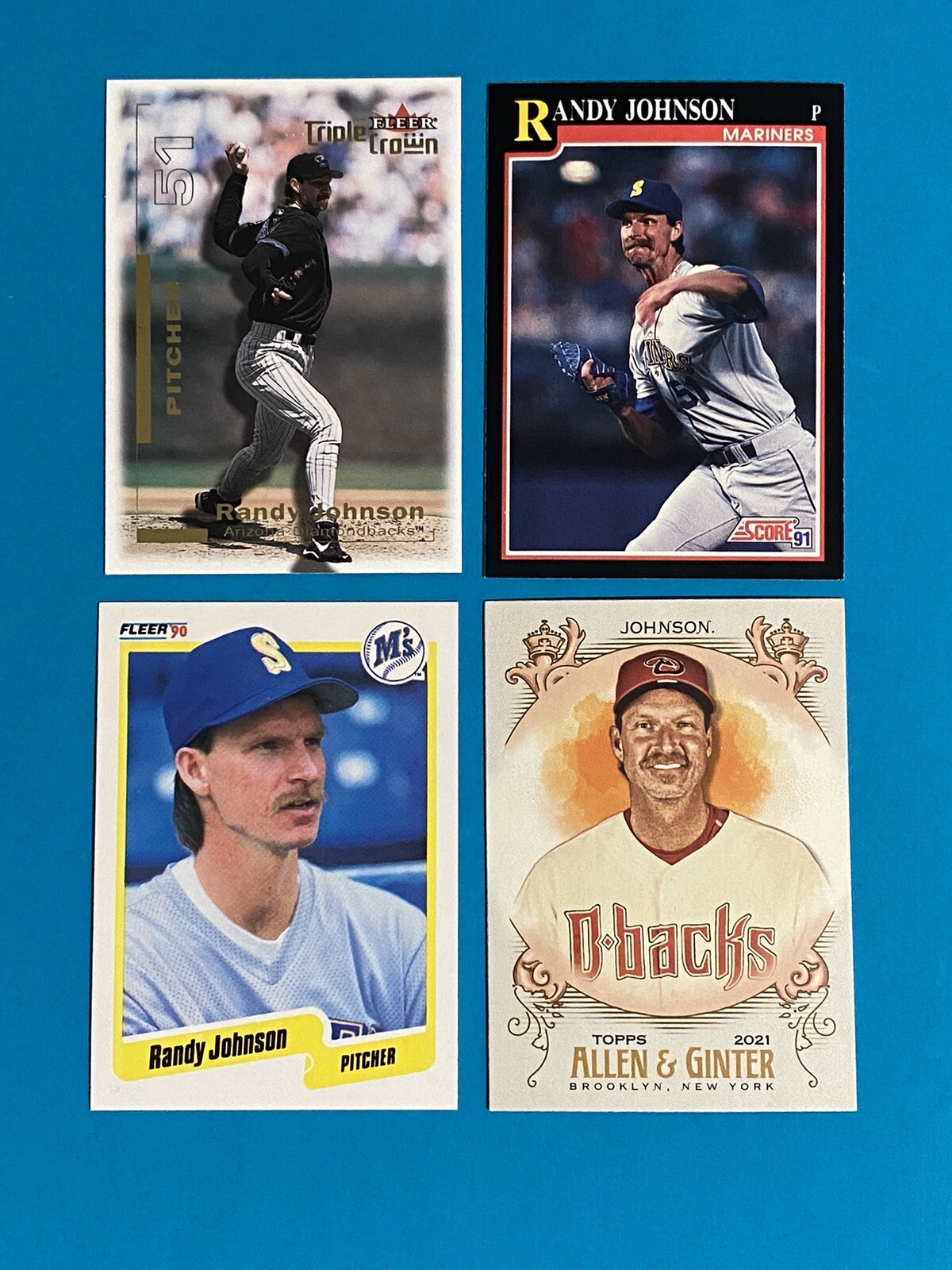 Randy Johnson Card Lot 1990 Fleer 1991 Score 2001 Fleer 2021 Allen ...