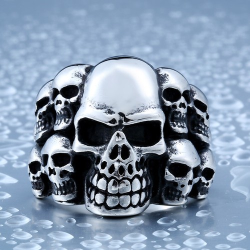 Mens Gothic Goth Punk Biker Skull Ring for Men Stainless Steel Size 7 ...