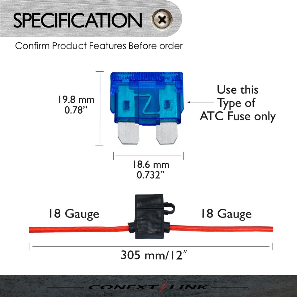10 pack 18 gauge ATC loop fuse holder inline AWG wire copper 12 volt ...