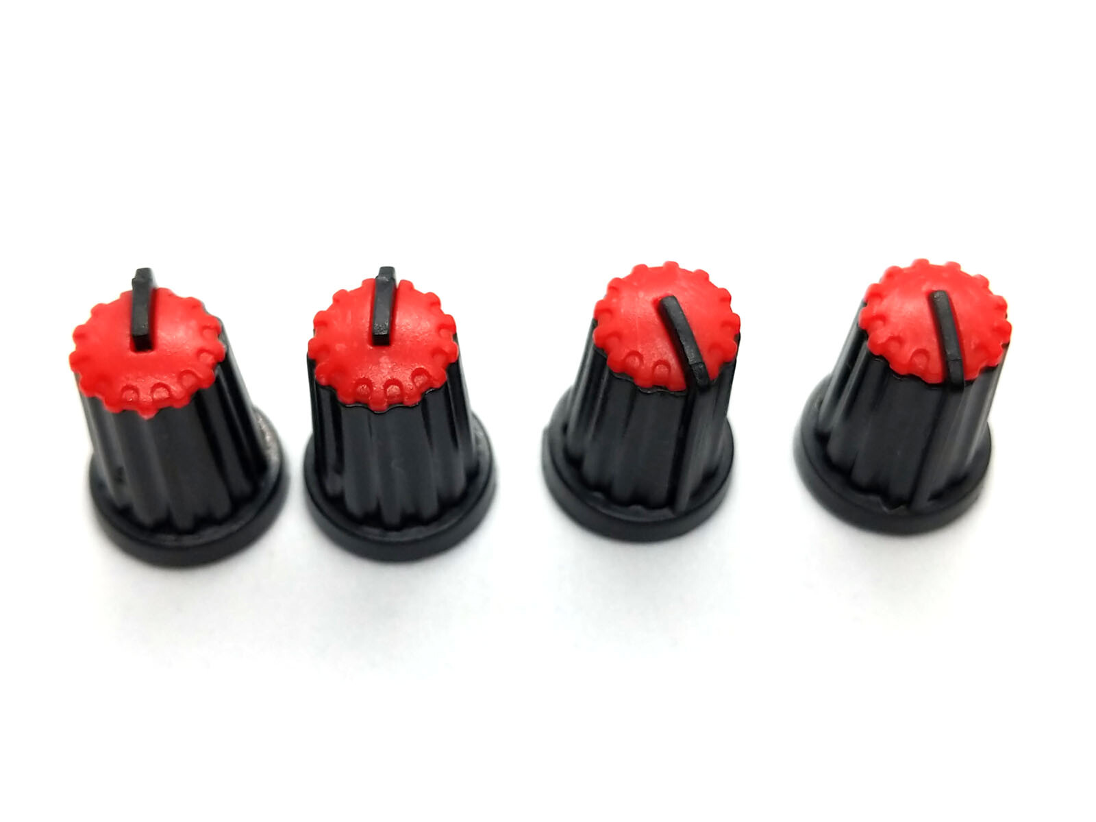 4 Black & Red D-Shaft Pot Knobs for 6mm 270° DJ-TECH BEHRINGER ...