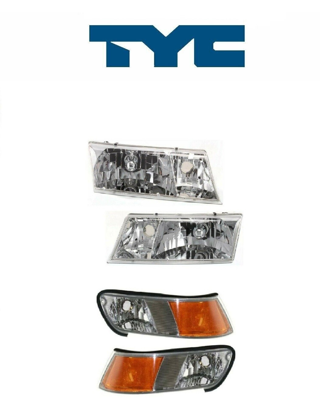 TYC Headlights & Corner Lamps Set Of 4Pc for 2000 Mercury Grand Marquis ...