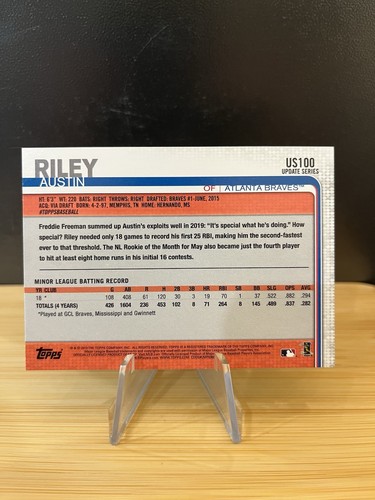 2019 Topps Update Austin Riley Rookie Card RC #US100 Atlanta Braves | eBay