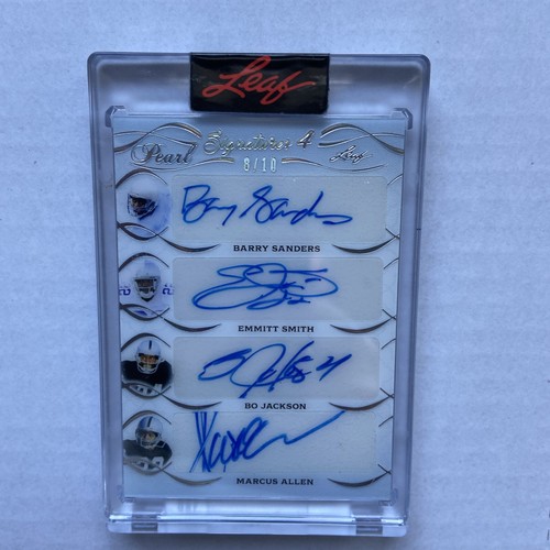 Barry Sanders/Emmitt Smith/Bo Jackson/Marcus Allen 2022 Leaf Pearl Quad ...