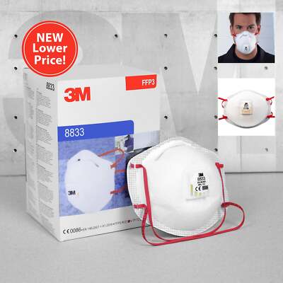 3M 8833 Valved FFP3 Dust Masks - Various Pack Sizes | eBay UK