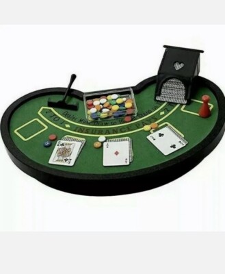 Mini Blackjack Table Card Game Set w/Accessories - Dashing Fine Gifts ...