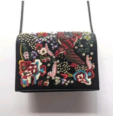Alice + Olivia Bird Party Embroidered Cross Body Leather Alice + Olivia Bird Party Embroidered Cross Body Leather