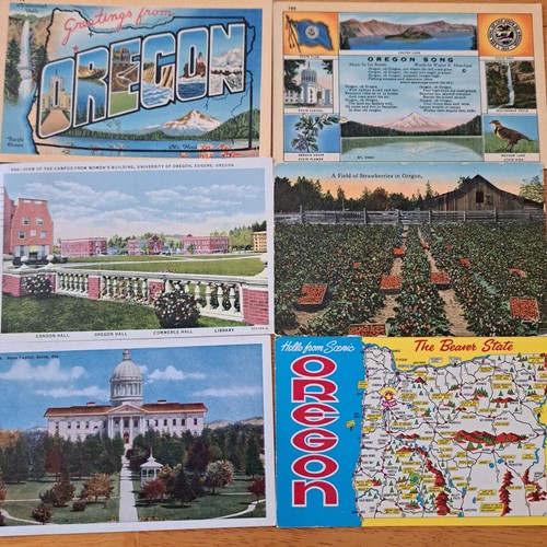 LOT OF 6 STATE OF OREGON Old Postcards Large Letter Linen, Map etc. | eBay