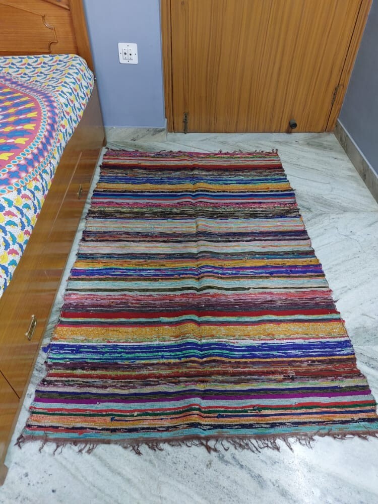 Beautiful Multicolor Bohemian Chindi Rug IndoorOutdoor Area Kids Play ...