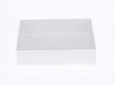 10 Pack of White Card Box Clear Slide On Lid 25 x 25 x 6cm Large Beauty ...