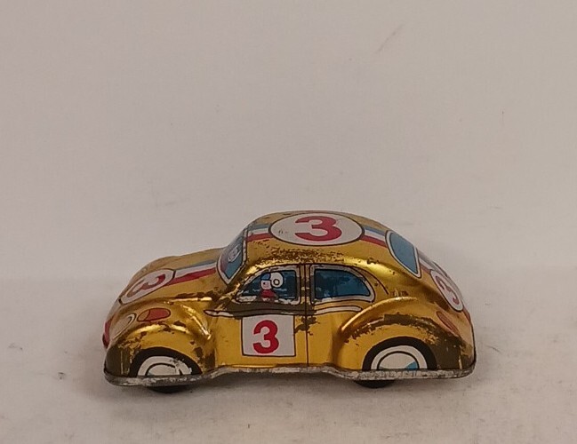 Volkswagon VW Beetle Tin Toy Kanto Wind Up Tested #3 Gold Vintage Made ...