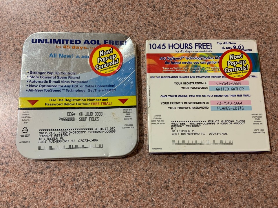 2 Vintage "AOL" 9.0 Optimized Disc CD Disk America Online Collectable ...