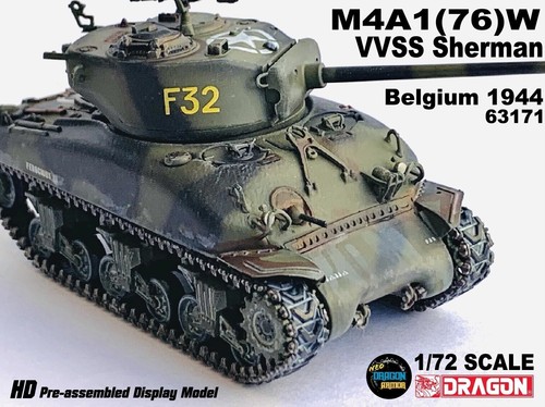 Dragon 1/72 American M4A1(76)W VVSS Sherman tank Belgium 1944 63171 ...