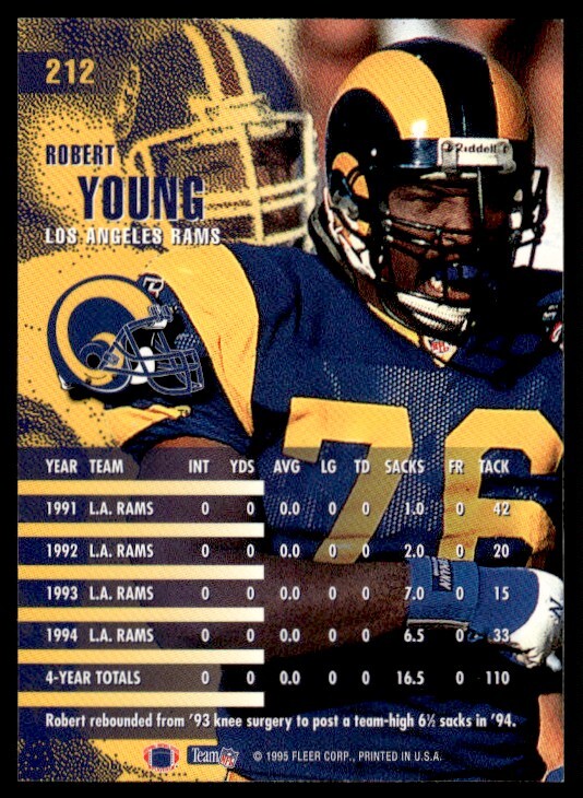 1995 Fleer Robert Young St. Louis Rams #212 | eBay