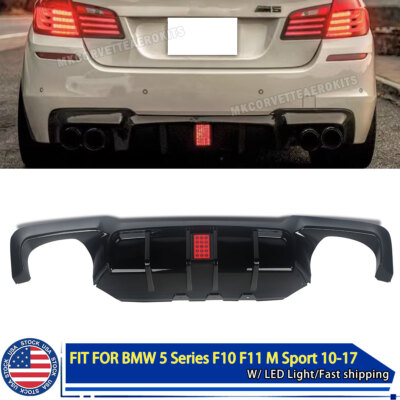 FOR 2010-16 BMW F10 M5 F1 Style Rear Bumper Diffuser Lip Gloss Black w ...